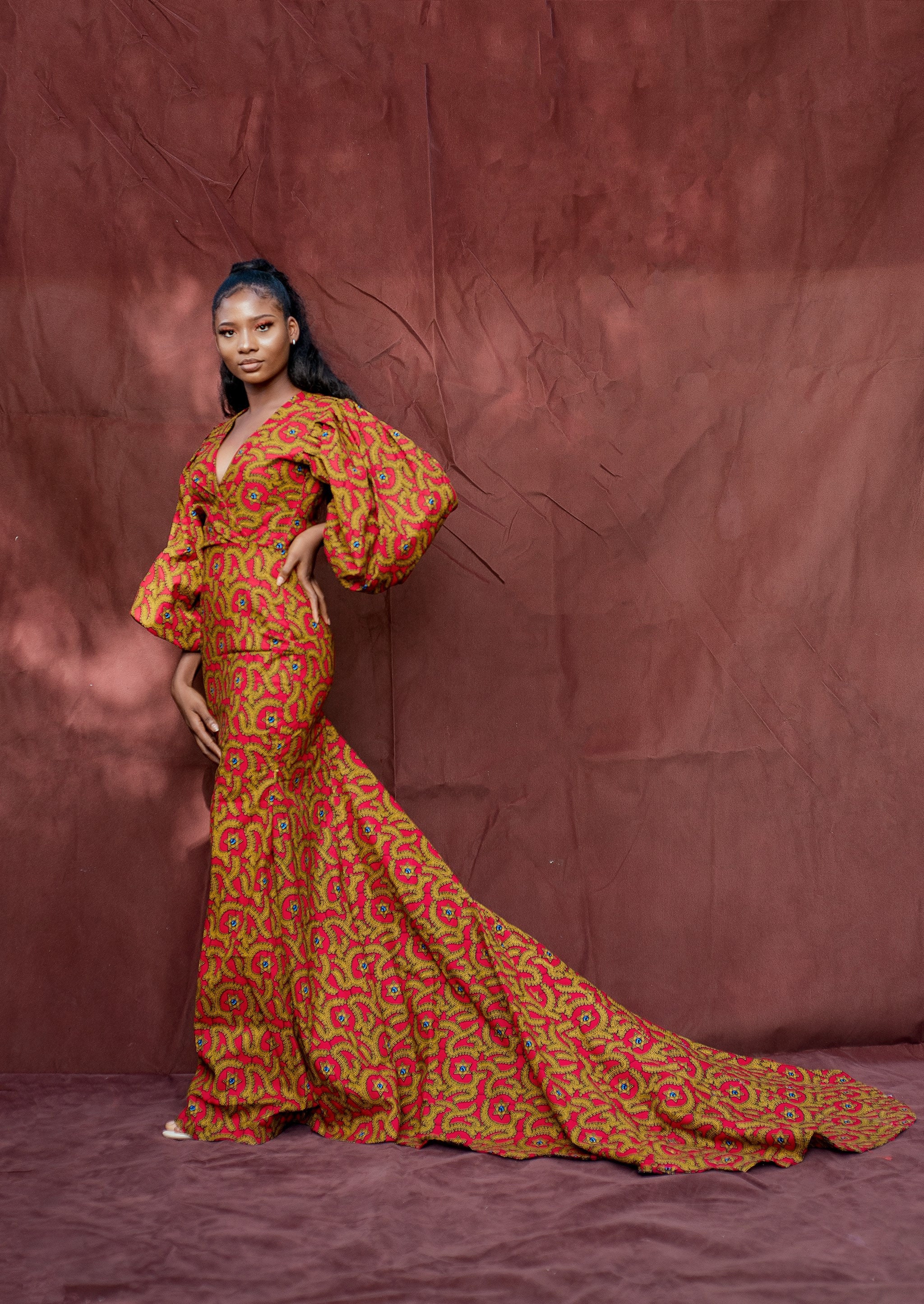 Red African Wedding and Party Dress Multicolor African Dress - Etsy