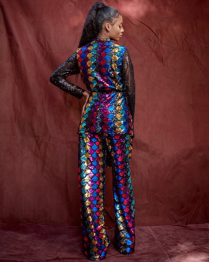 Classy Colourful Sequin Womens Suit Women Party Suits Women - Etsy