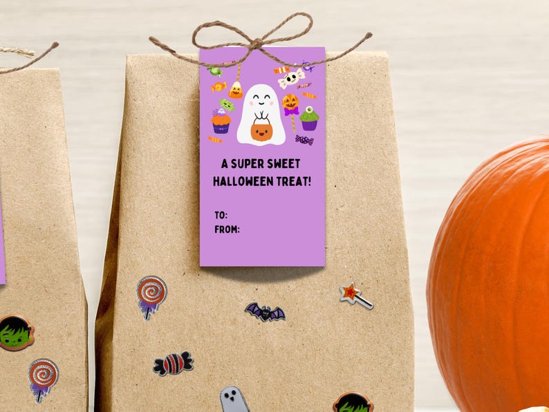 Printable Gift Tag - DIGITAL DOWNLOAD - 2x3.5 Inches - Halloween Treat ...