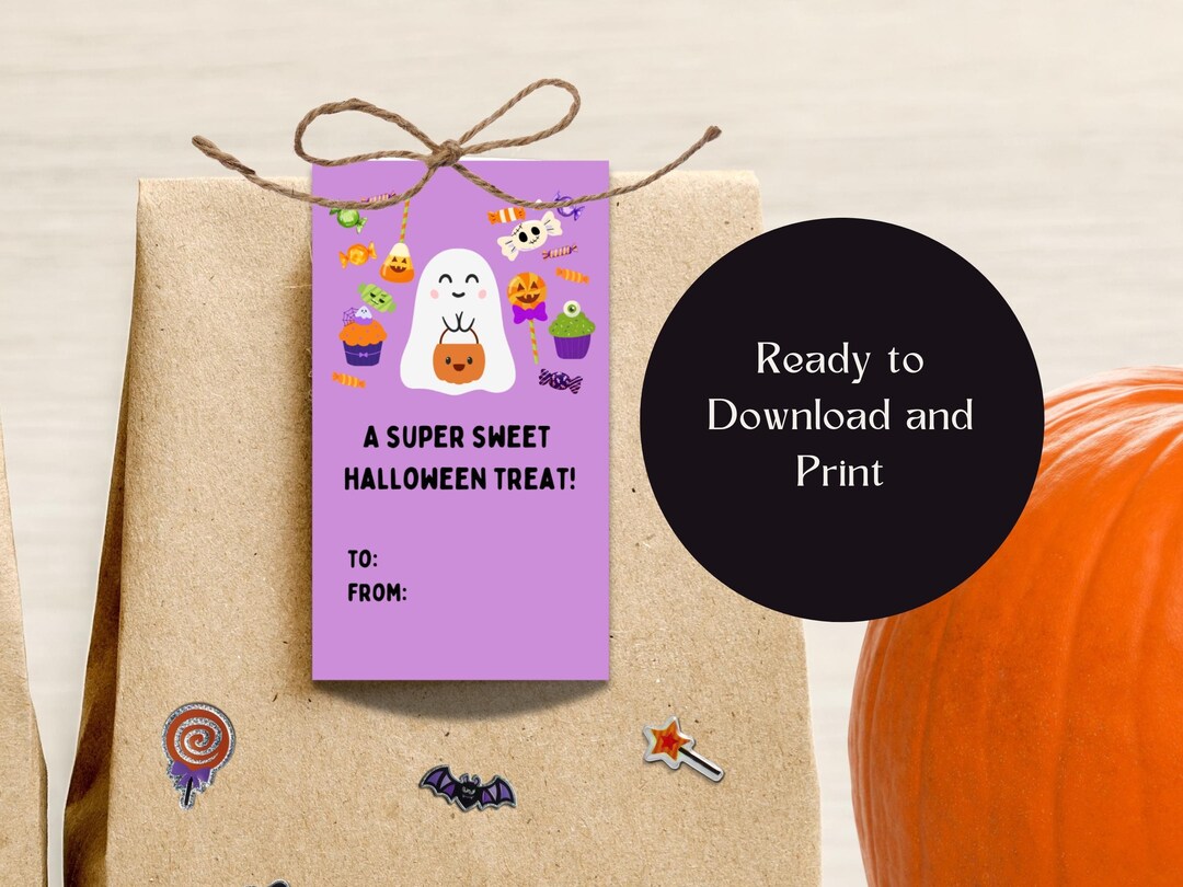 Printable Gift Tag - DIGITAL DOWNLOAD - 2x3.5 Inches - Halloween Treat ...