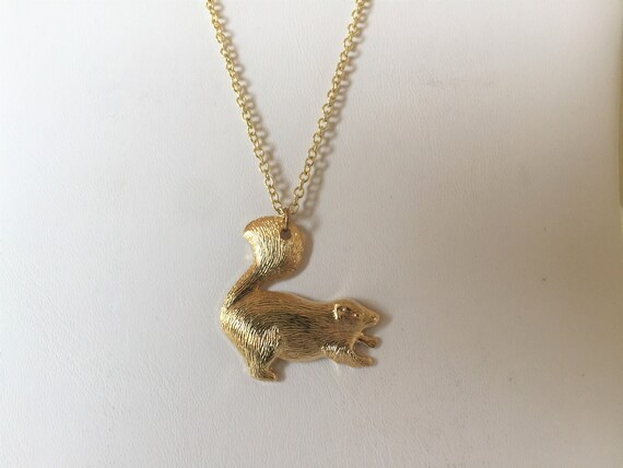 Skunk Gold Tone Pendant Necklace 18 | Etsy