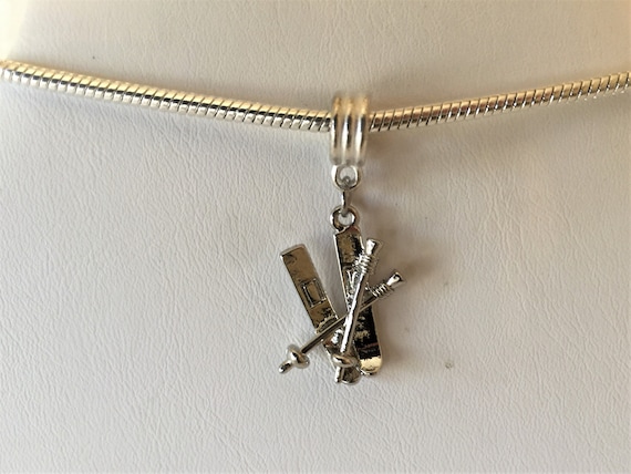 Snow Ski Poles And Skis Charm And Hanger For European Bracelet | Etsy