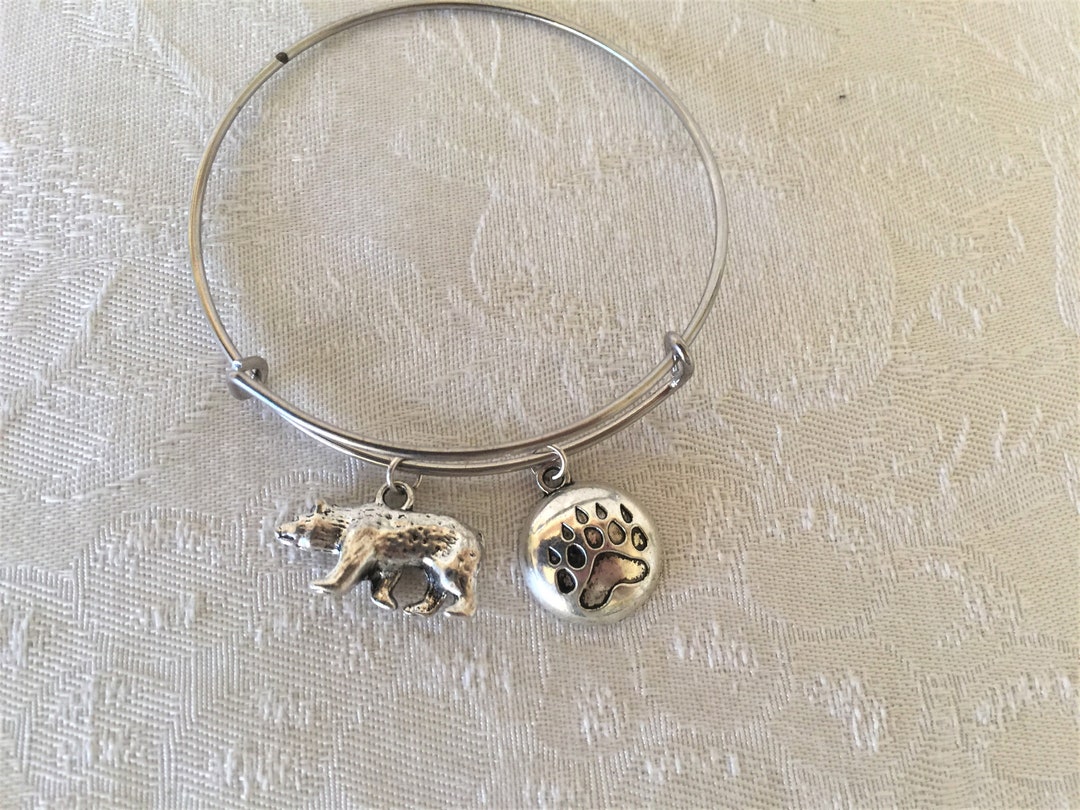 UCLA Bruins/boston Bruins Bear and Paw Print Silver Adjustable Wire ...