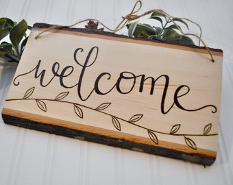 Wood Burned Welcome - Etsy