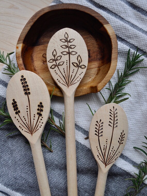 kitchen decor woodburned spoons rustic kitchen farmhouse kitchen gifts ...