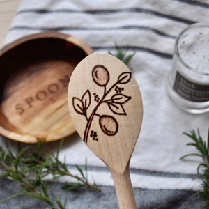Double Sided Wood Burned Cooking Spoon in Olives - Etsy