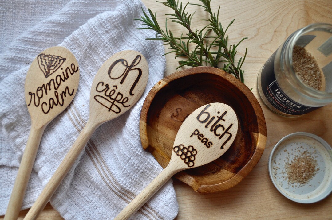 Wood Burned Sassy Cooking Spoon With Food Puns: Set of 3, Custom Also ...