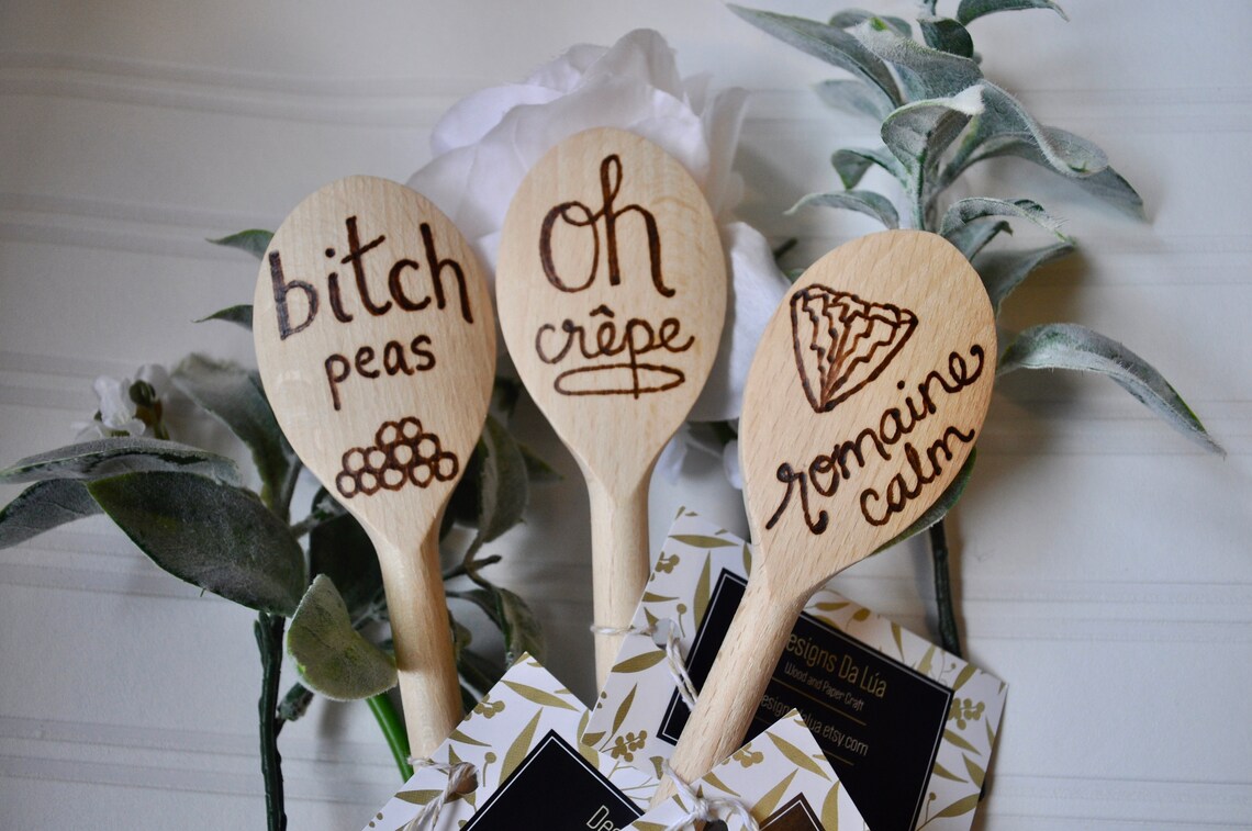 Wood Burned Sassy Cooking Spoon With Food Puns: Set of 3, Custom Also ...