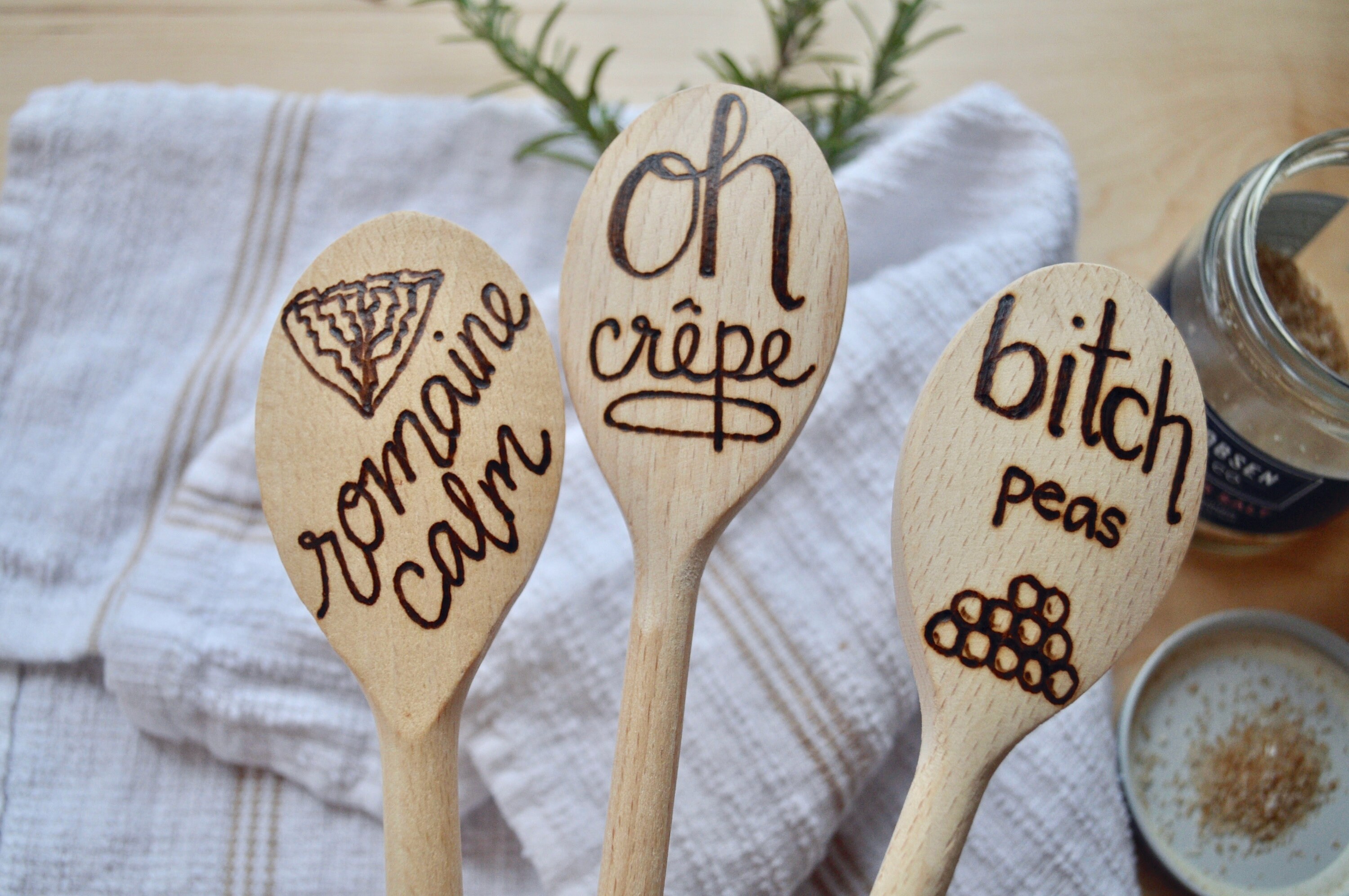 Wood Burned Sassy Cooking Spoon With Food Puns: Set of 3 | Etsy