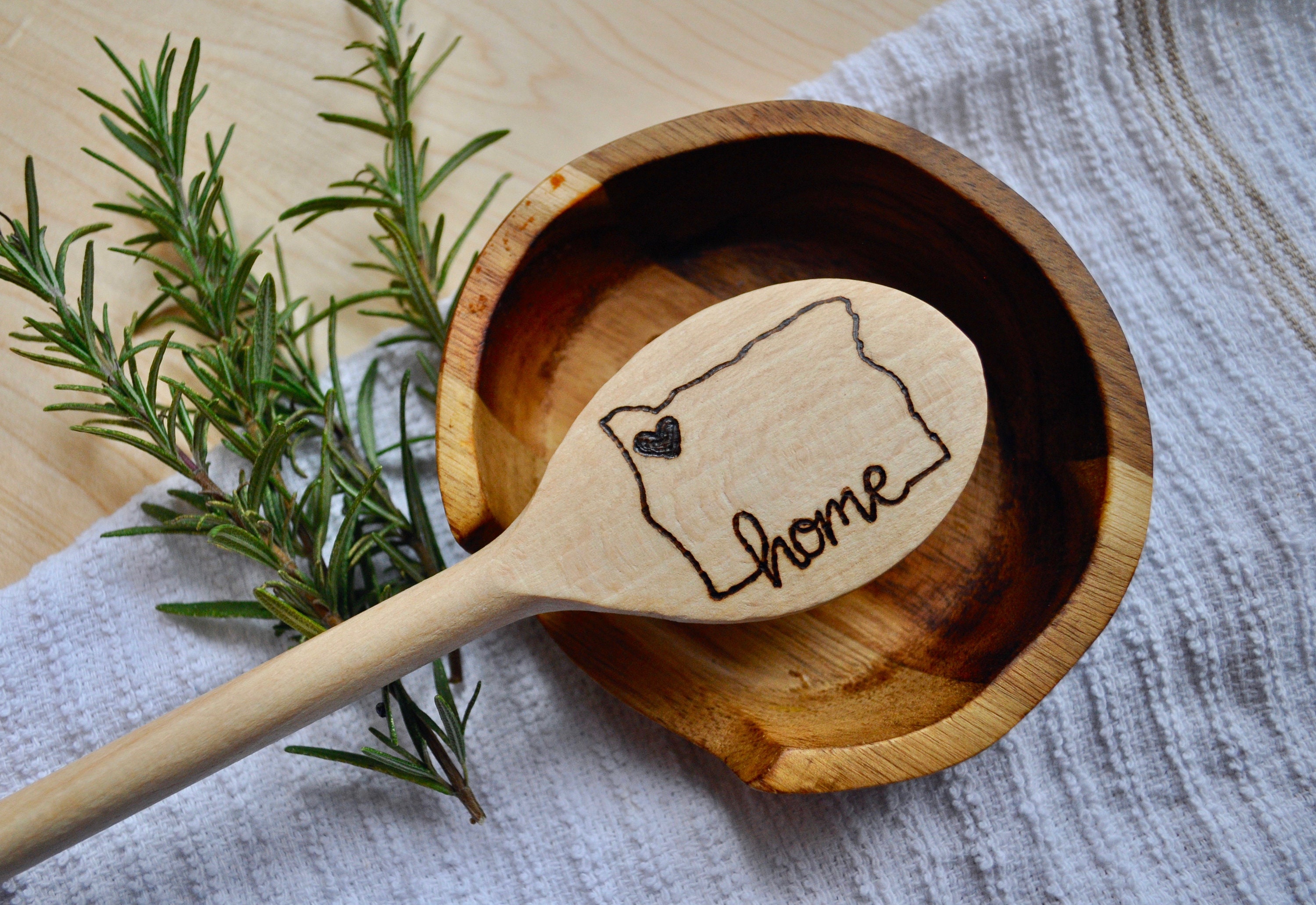 Wood Burned Cooking Spoon in Custom State - Etsy