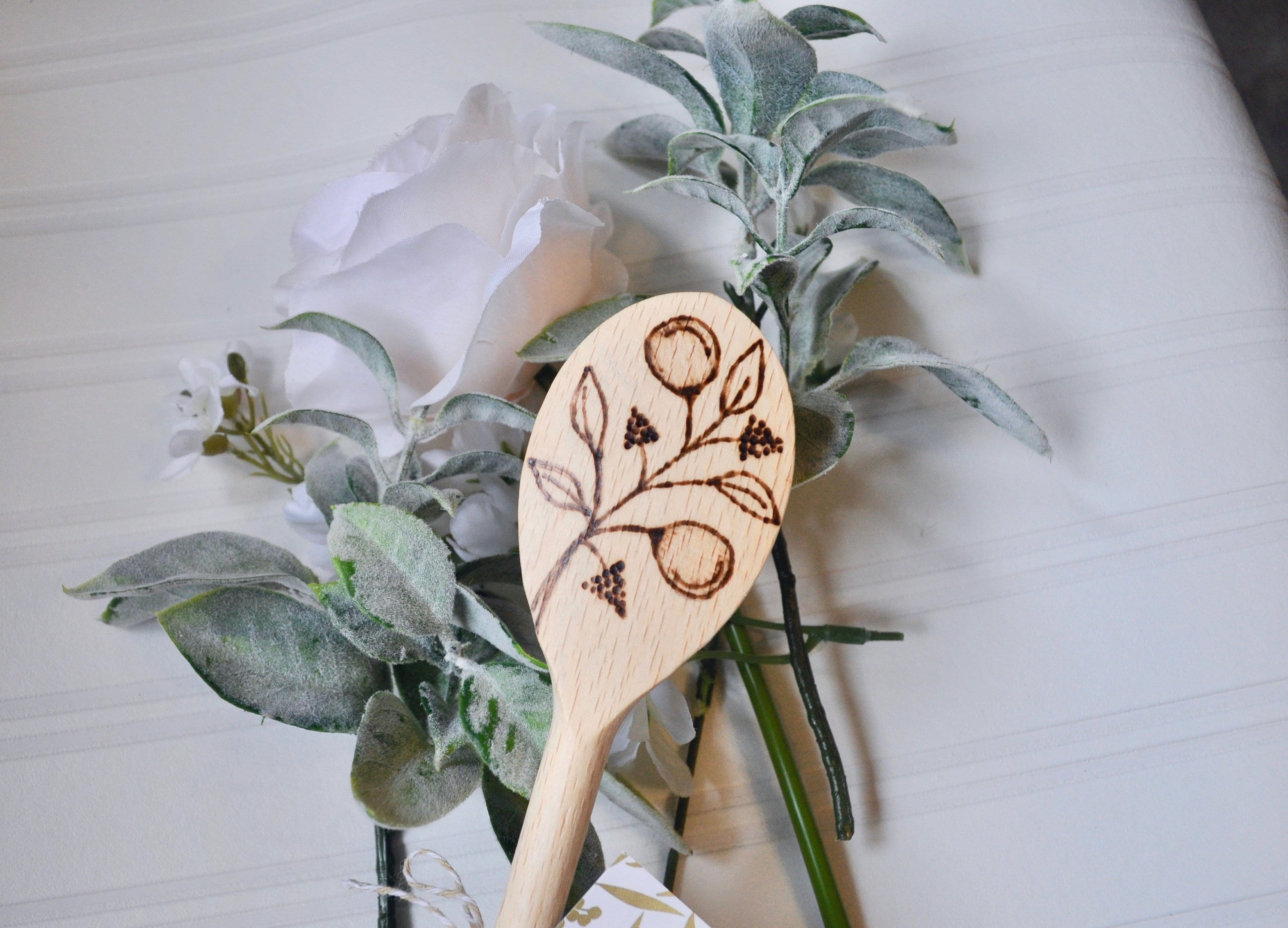 Double Sided Wood Burned Cooking Spoon in Olives | Etsy
