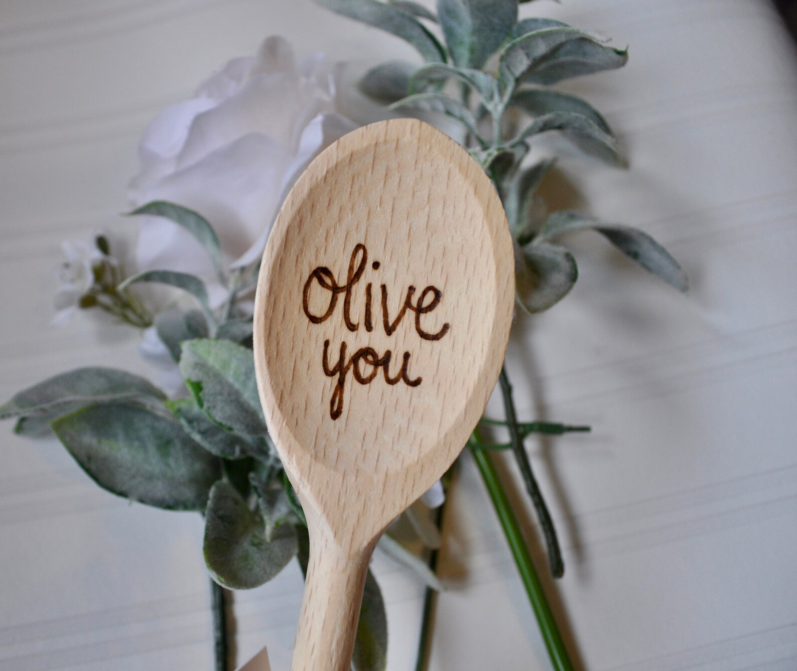 Double Sided Wood Burned Cooking Spoon in Olives - Etsy