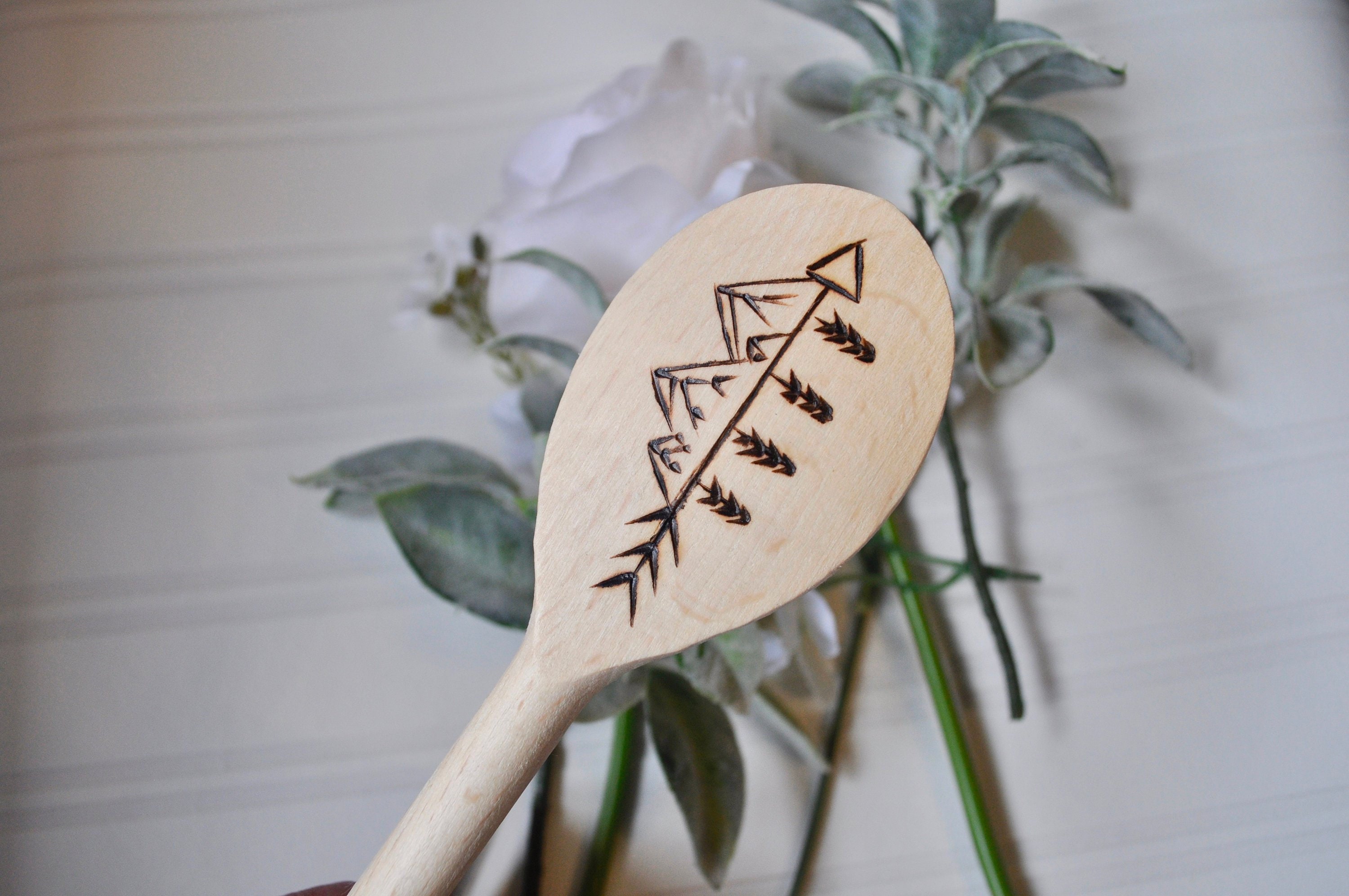 Wood Burned Cooking Spoon in Outdoor Arrow | Etsy