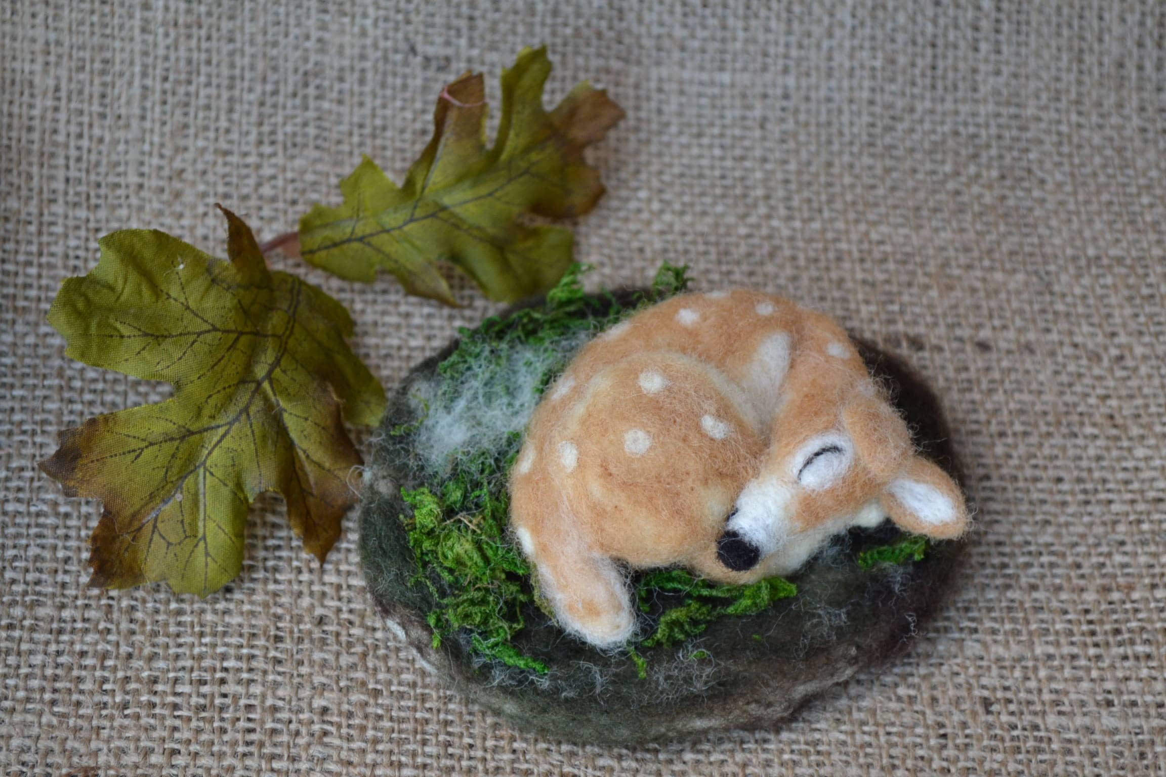 Needle Felted Sleeping Fawn - Etsy