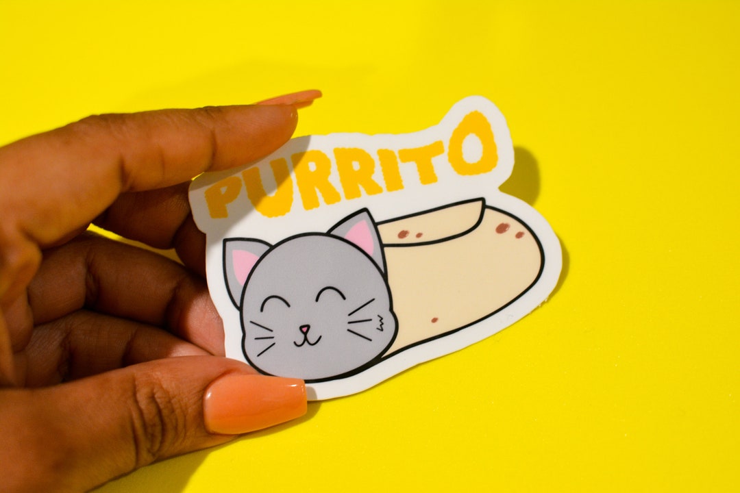 Purrito Cat Sticker Food Pun Glossy Laptop Decal - Etsy