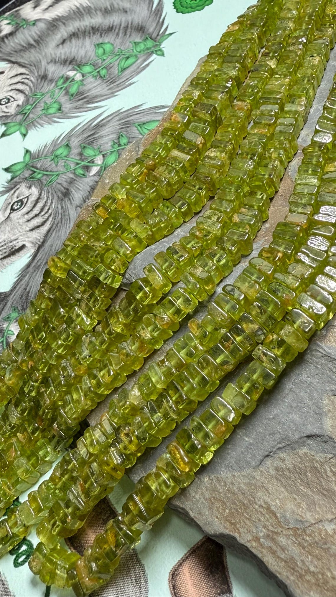 Peridot Green Handcut Rustic Square Heishi Rondelle Spacer Beads ...