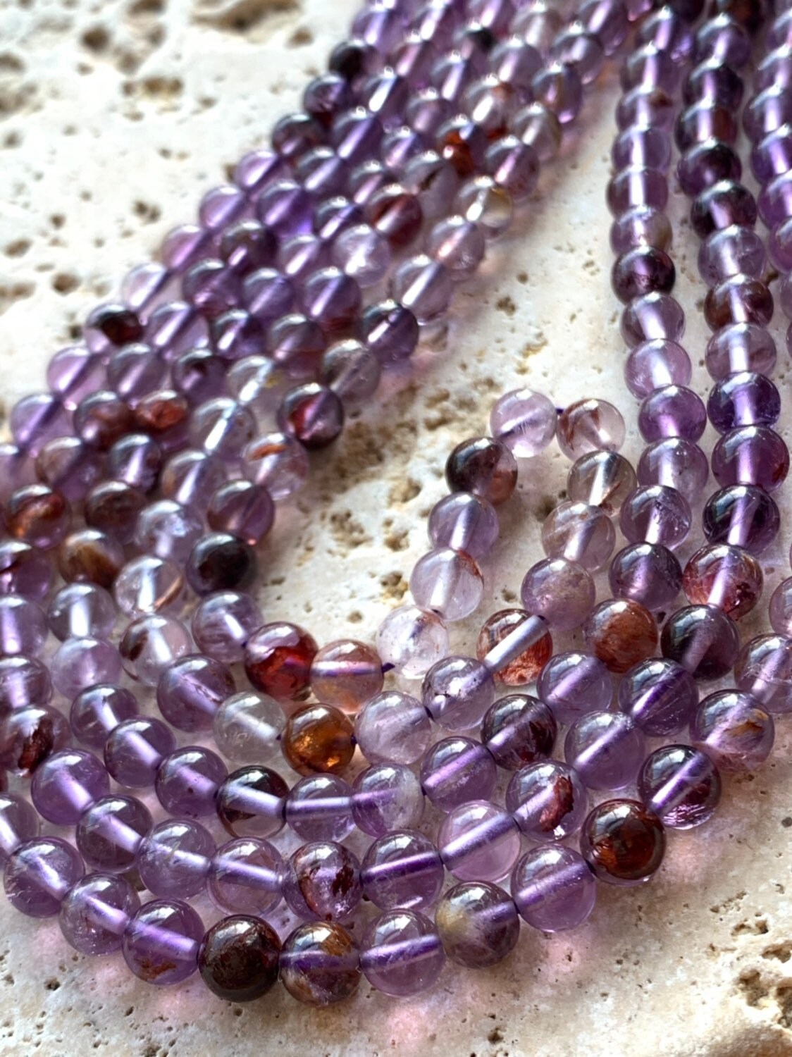 Rare Purple Phantom Quartz 6 or 8 Mm / Powerful Healing / Sacred Stone ...