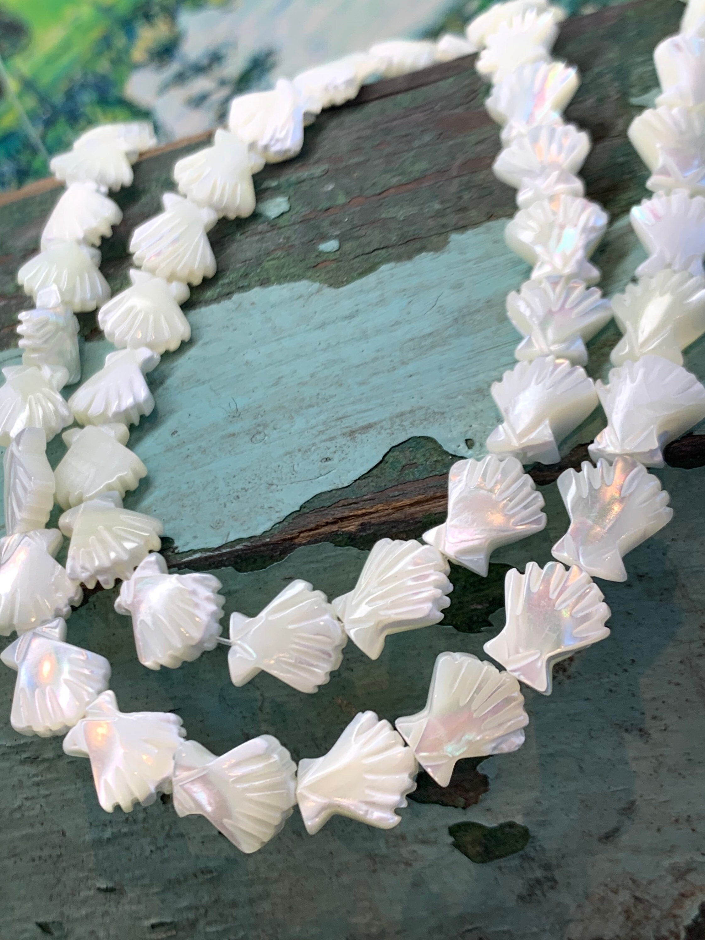 Beautiful Mother of Pearl Carved Shells Cockle Shell Pearly Beads 10mm ...