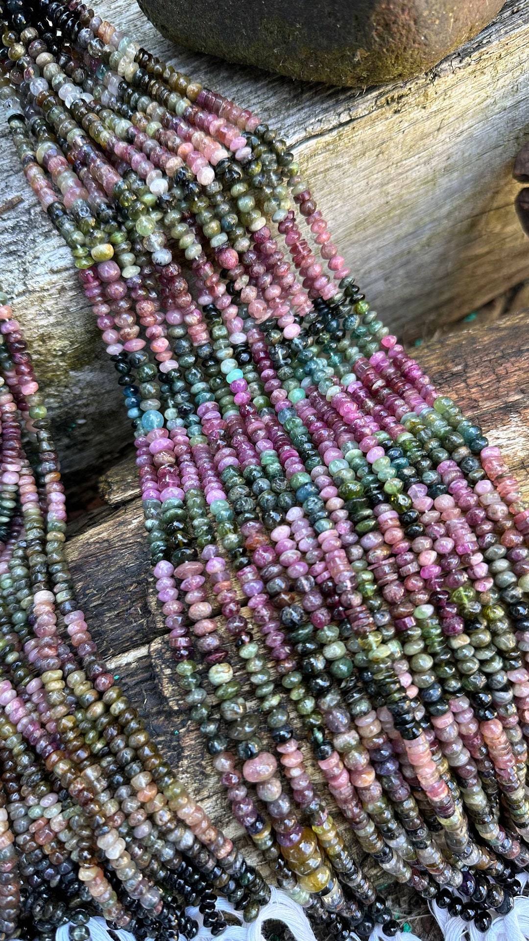 Rustic Watermelon Tourmaline Disc Rondelles 4-5mm Approx Handcut Uneven ...