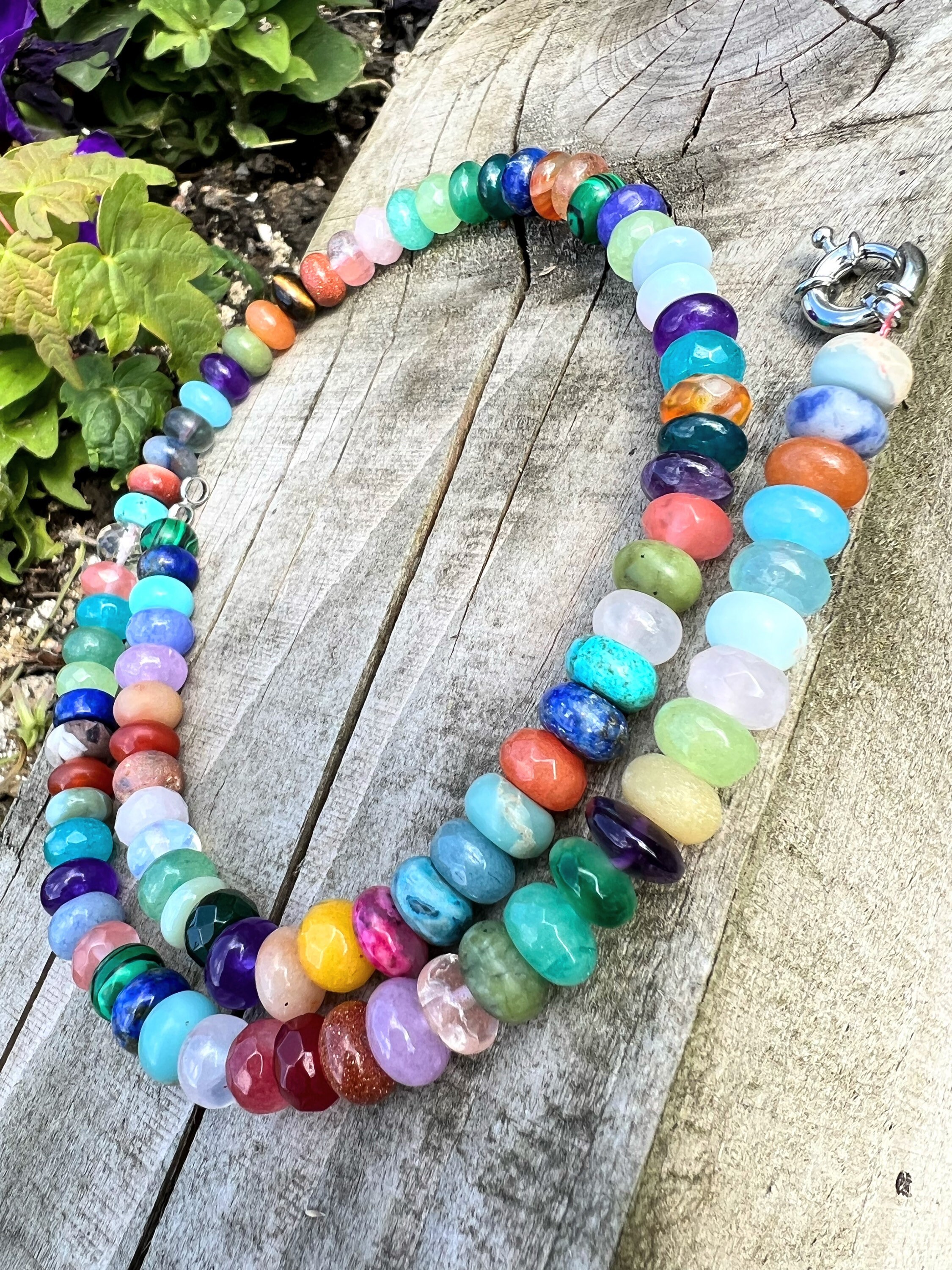 Custom Smartie Sweet Rainbow Multi Gemstone Beaded Necklace - Etsy
