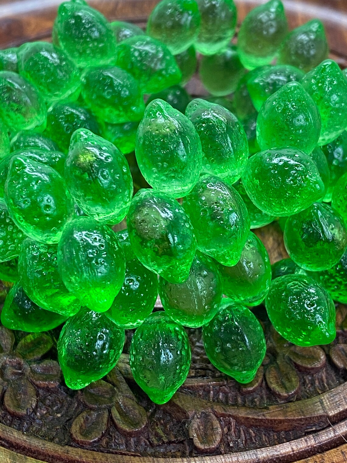Amazing Glowy Green Matte Czech Glass Lime Lemon Citris Fruit - Etsy UK