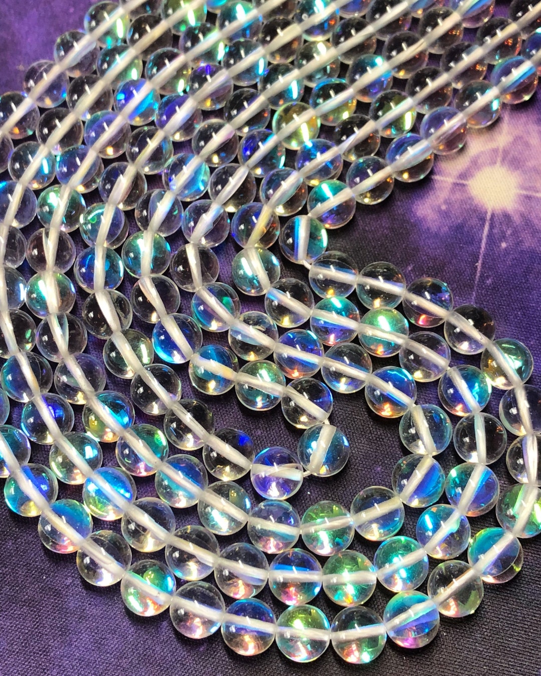 Austrian Crystal Clear / Rainbow Glass Magic Shine Beads 8mm / Two Tone ...