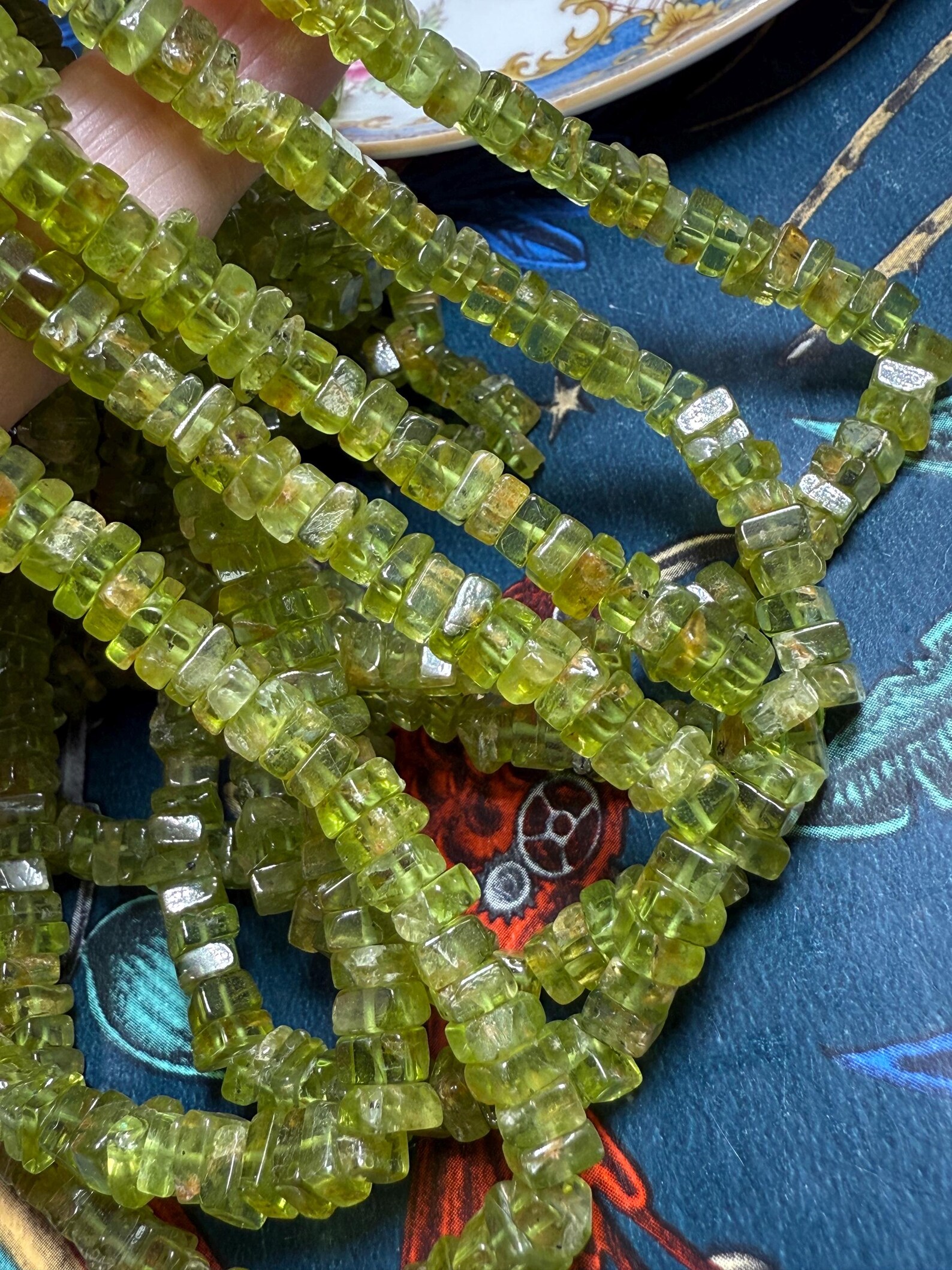 Peridot Green Handcut Rustic Square Heishi Rondelle Spacer Beads ...