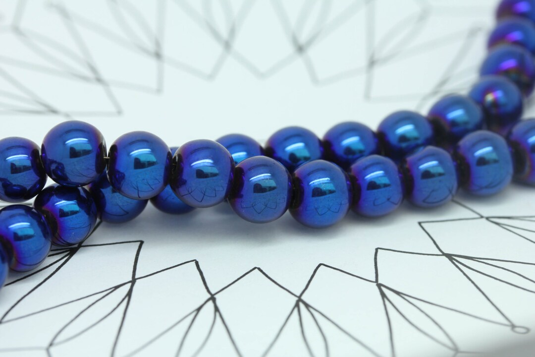 Magic Blue Titanium Plated Crystal Round Beads 12 Mm / Metallic Blue ...