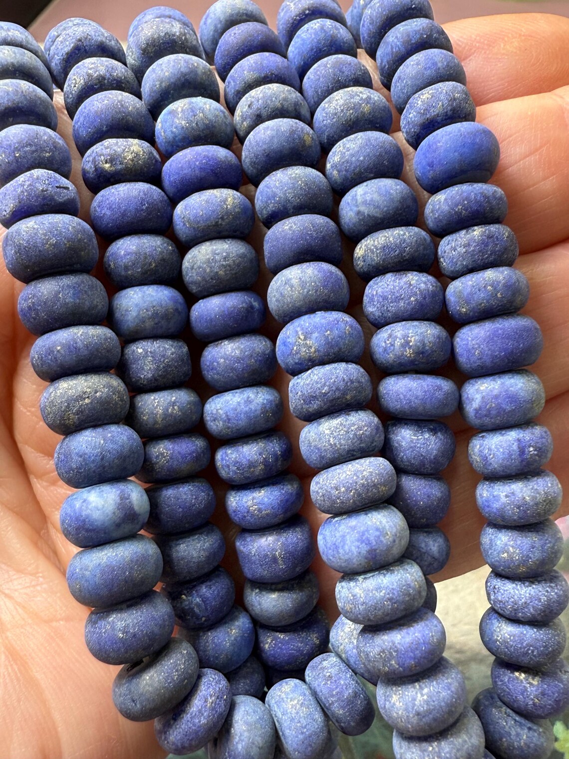 Lapis Lazuli Frost MAT Matte Smooth Natural Round Rondelle Beads 8mm ...