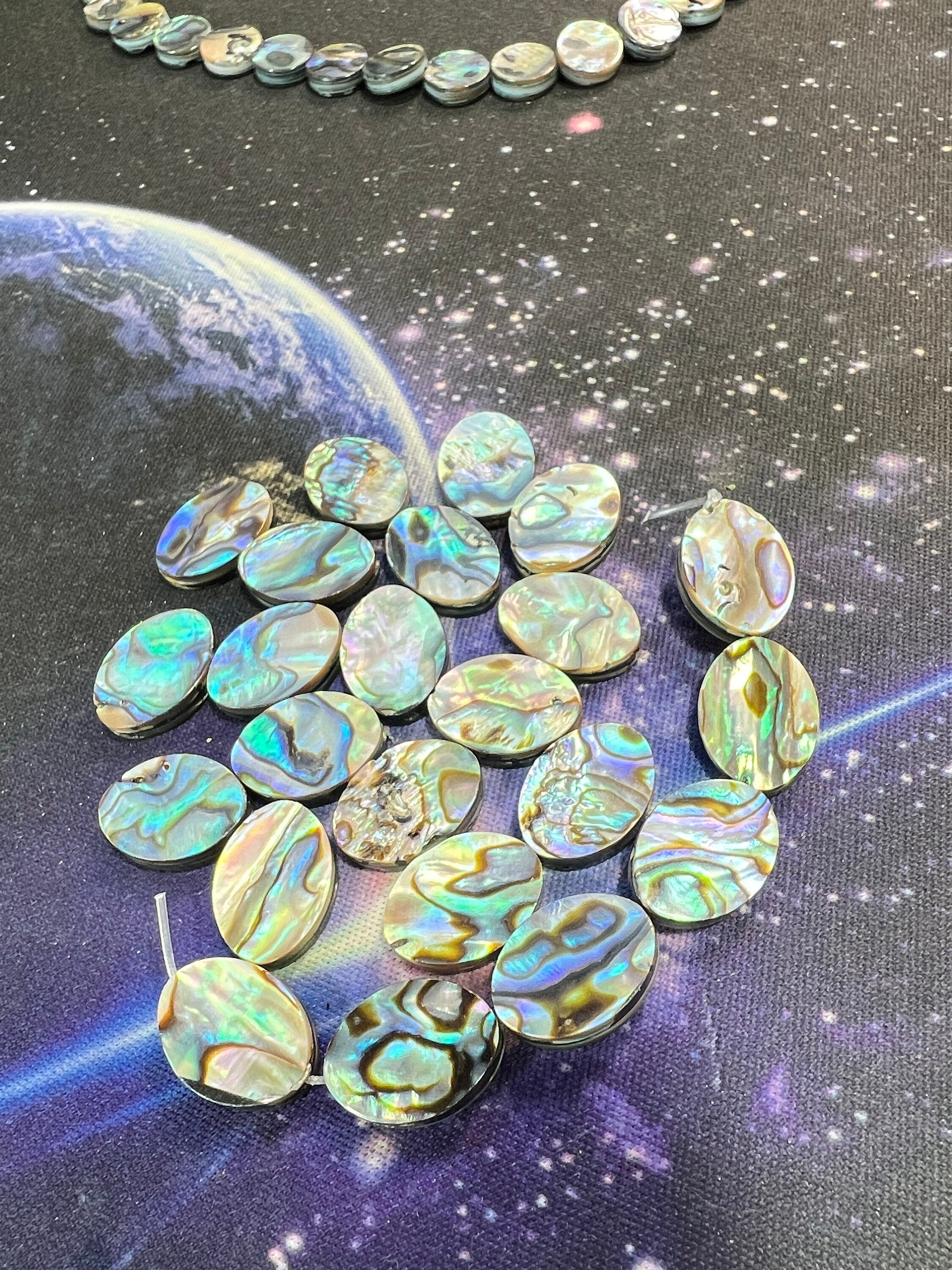 Natural Blue Green Abalone Shell Beads Oval 12mm - Abalone Shell Beads ...