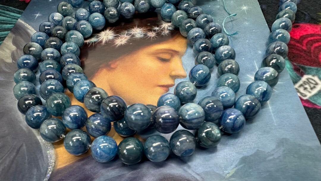 Natural Blue Kyanite Round Smooth Beads 8mm Blue Gemstone Beads Kyanite ...