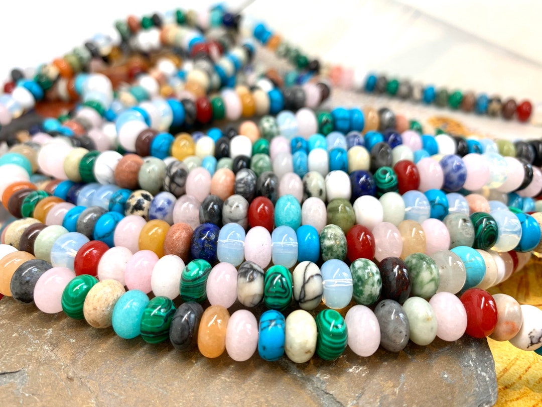 Mixed Multi Gemstone Quartz Rondelle Disc Beads 6mm Mixed Colours ...