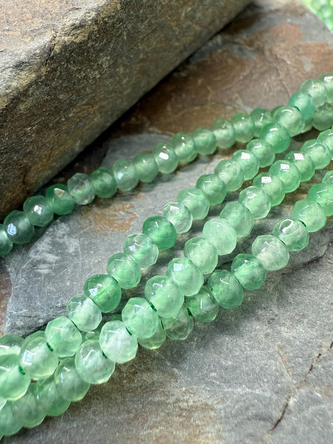 Chalcedony Translucent Pale Green Faceted Gemstone Rondelles Beads 4mm ...