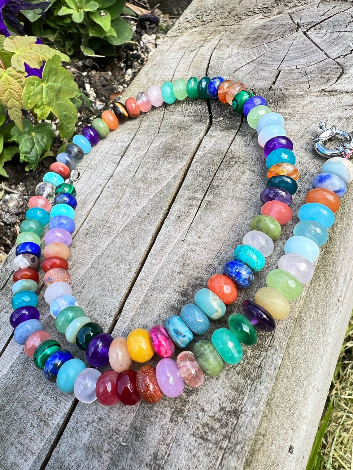 Custom Smartie Sweet Rainbow Multi Gemstone Beaded Necklace - Etsy