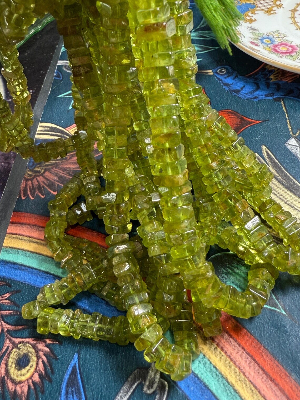 Peridot Green Handcut Rustic Square Heishi Rondelle Spacer Beads ...