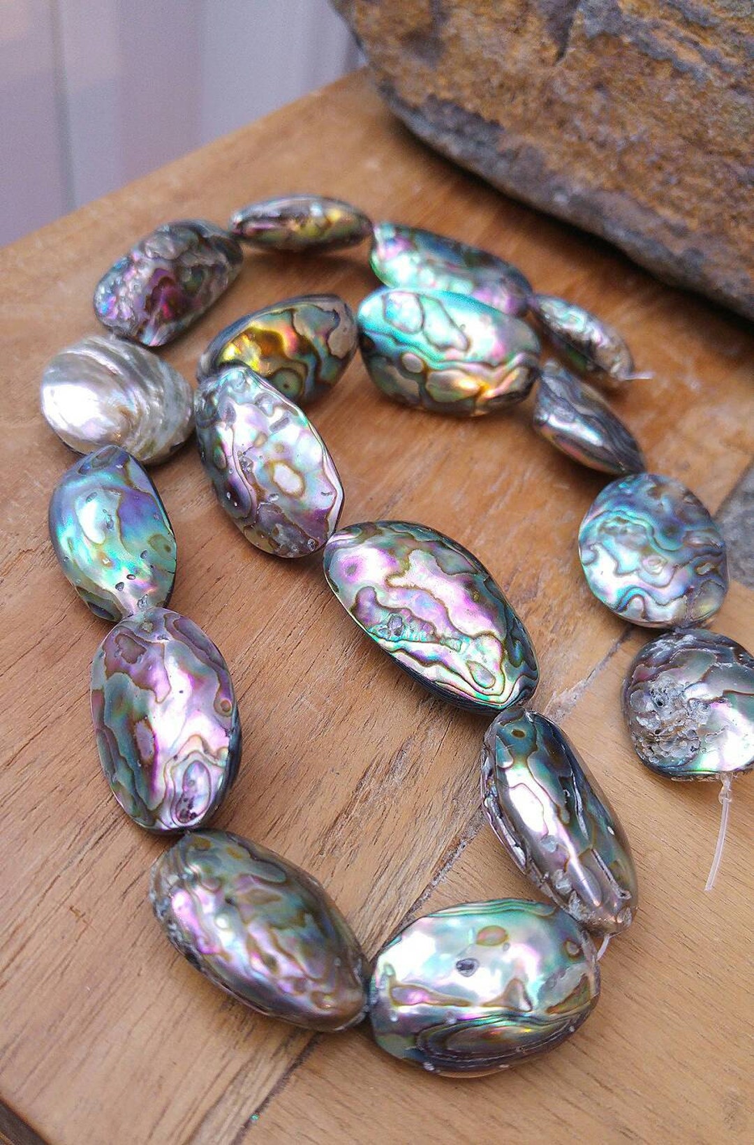 Shell Natural Blue Green Rustic Large Abalone Oval Double Sided Shell ...