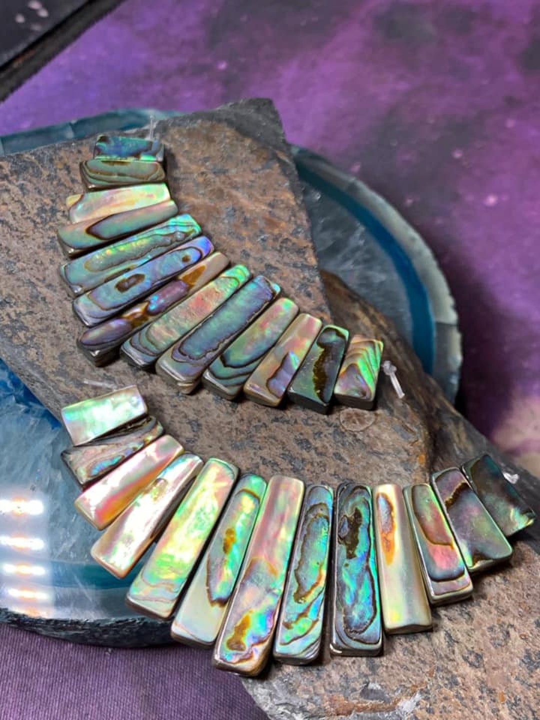 13 Piece Rustic Abalone Focal Set Graduated Top Drilled Beads 11 ...