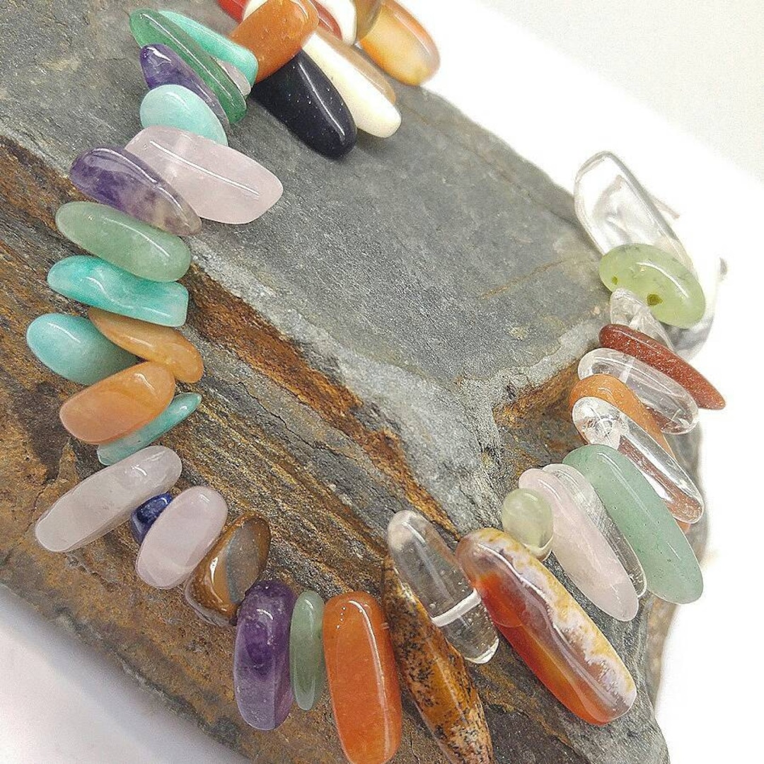 Mixed Multi Gemstone Top Drilled Beads and Nuggets 10-16 Mm Crystal ...