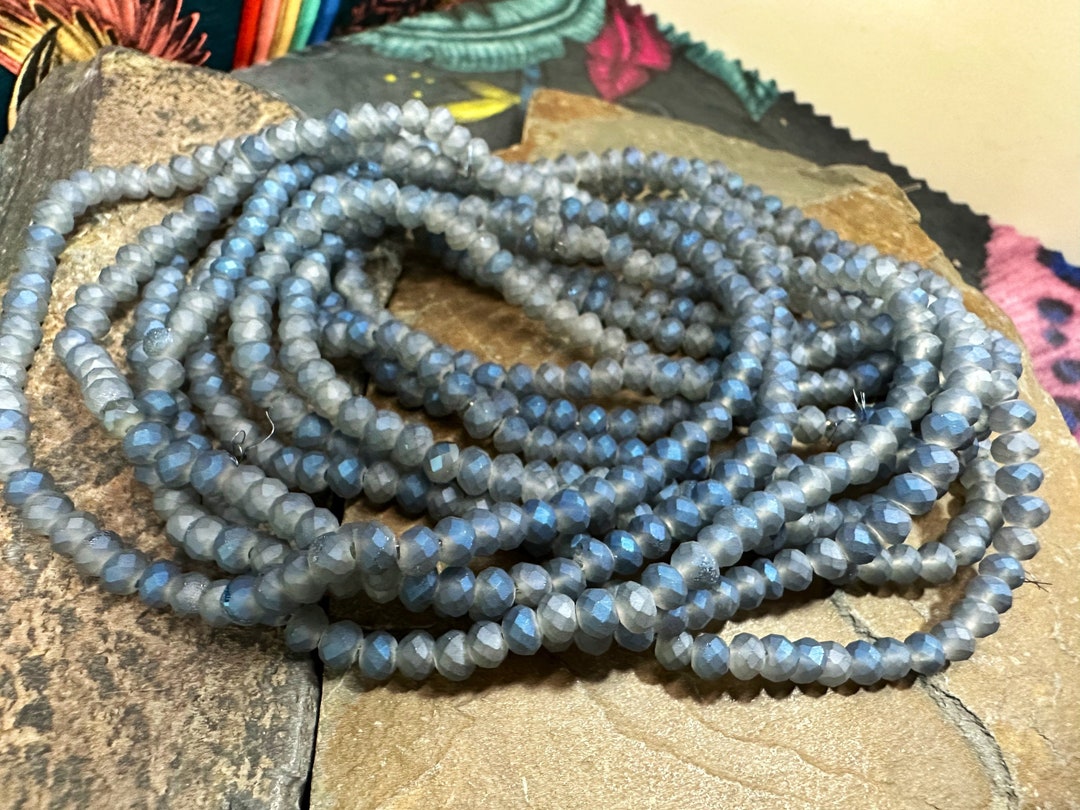 Two Tone Matte Blue Faceted 4 Mm Crystal Beads / Crystal Glass Beads ...