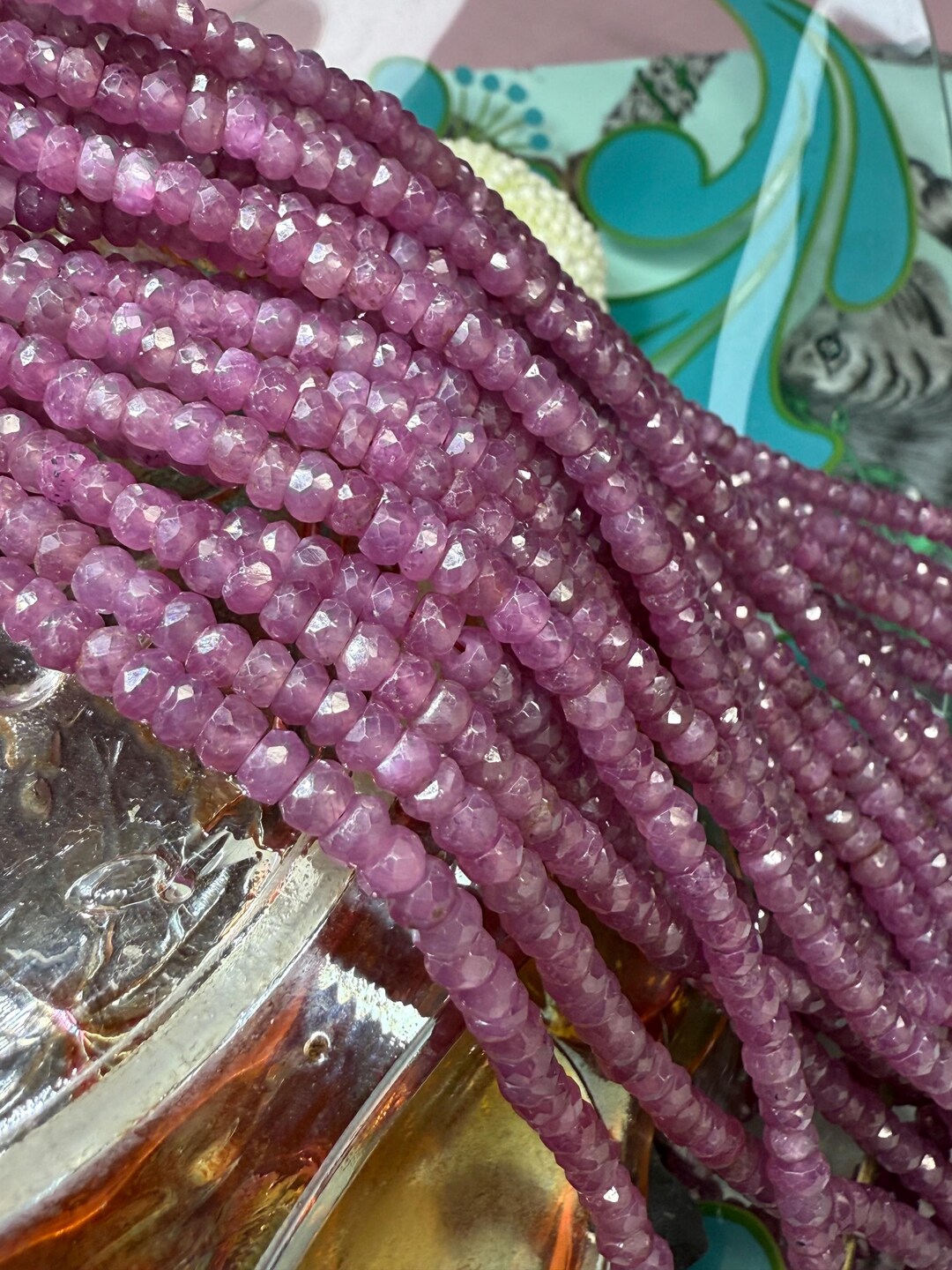 Hand Faceted Sparkling Natural Pink Ruby Rondelles. 4mm / 1mm Hole ...