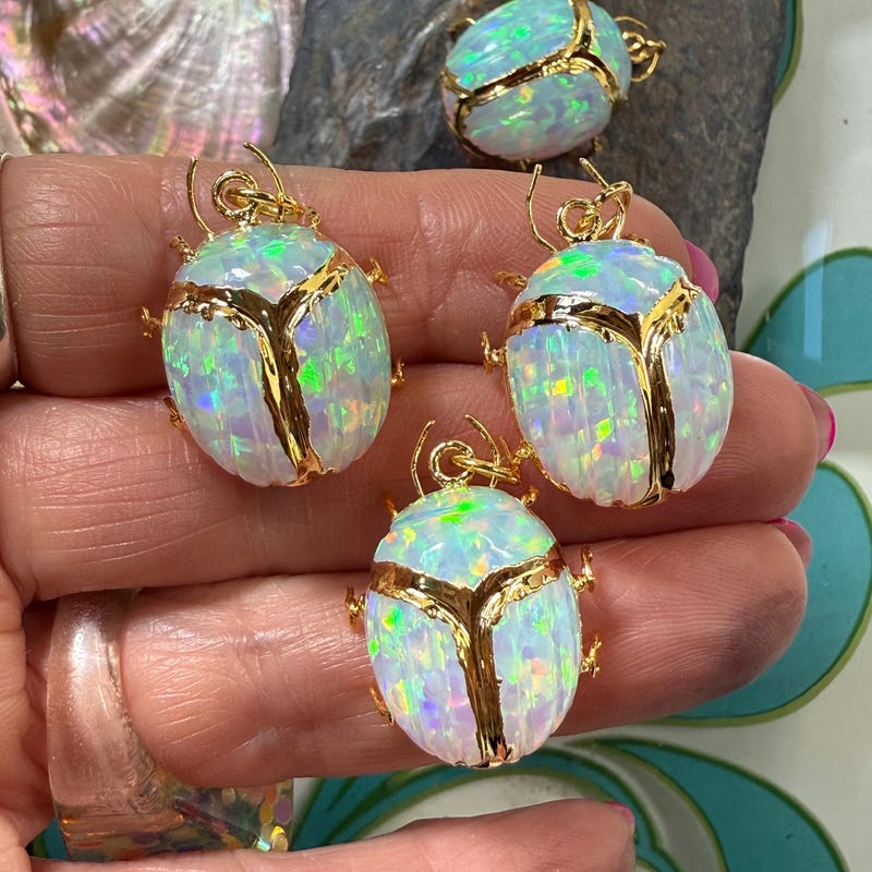 White Scarab Pendant - Etsy UK