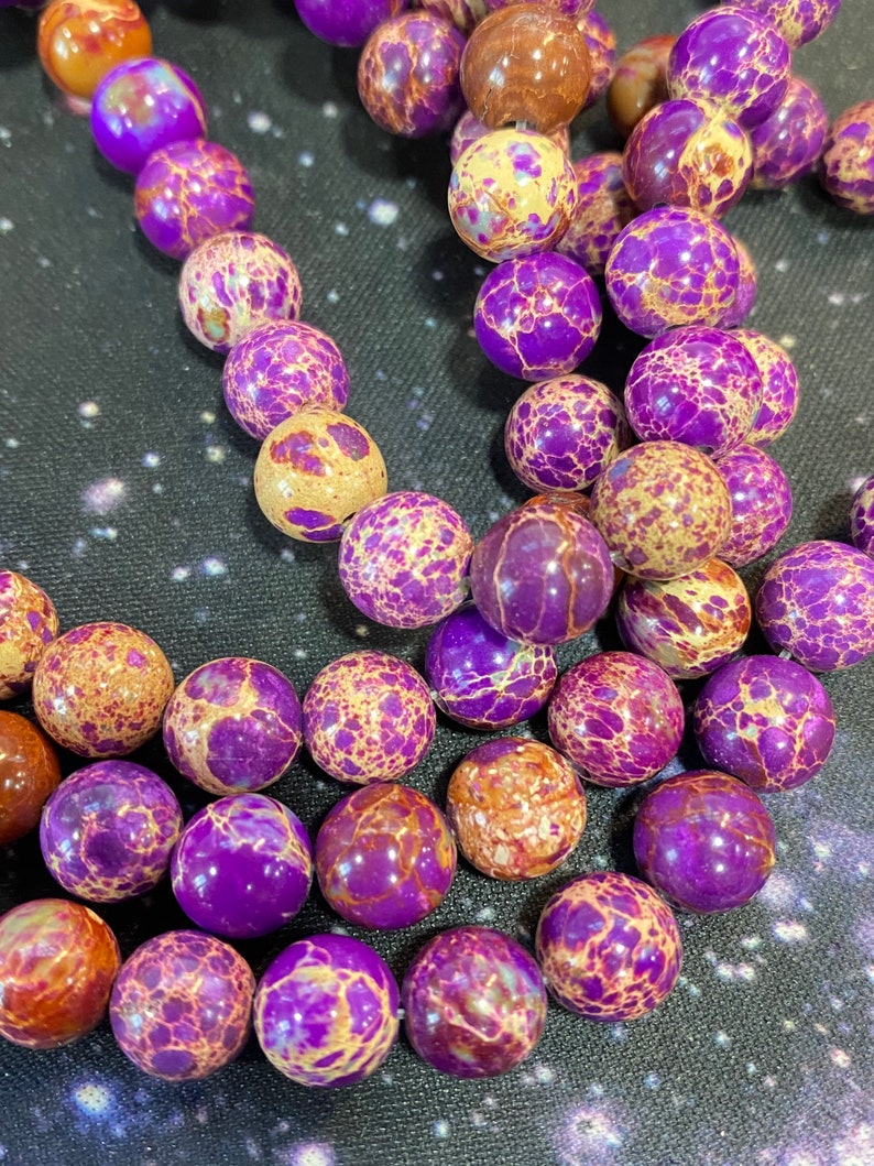 Imperial Sediment Purple Jasper Round Beads / Jasper Gemstone - Etsy