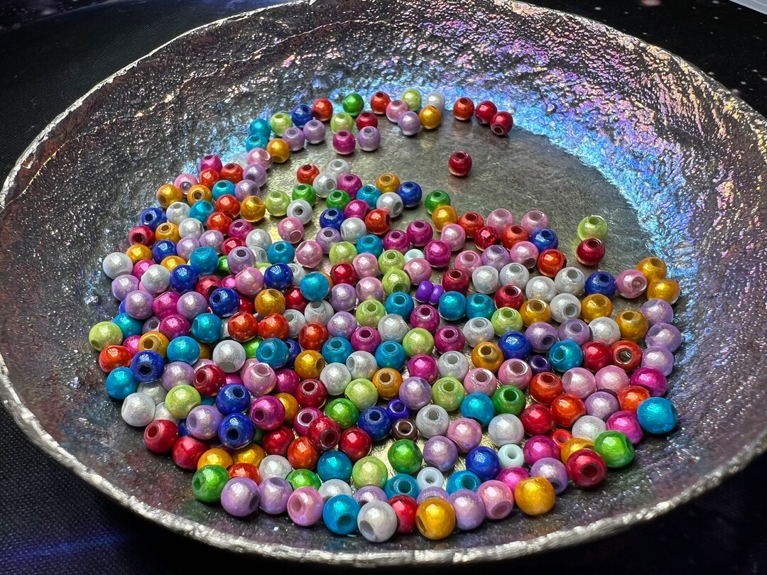Beads Tiny Small 3D Illusion Magic Shine Beads 4mm / Rainbow Colour Multi Mixed Beads / 4 Beads ...