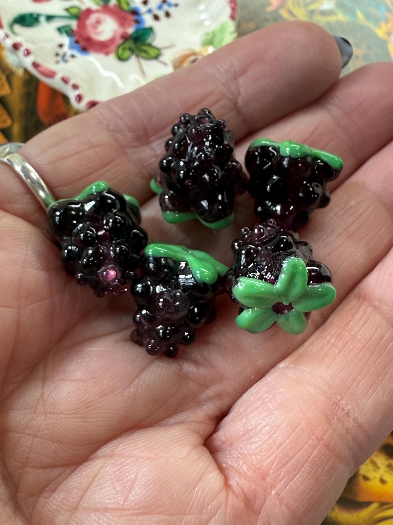 Delicious Juicy Red or Berry Lampwork Glass Raspberry Beads 14mm ...