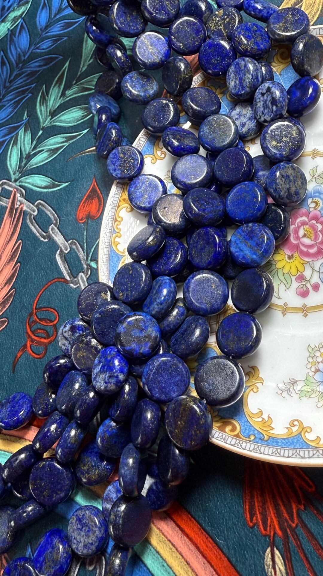 Lapis Lazuli Smooth Coin Shaped Beads / 12mm / 1mm Hole / Unusual ...