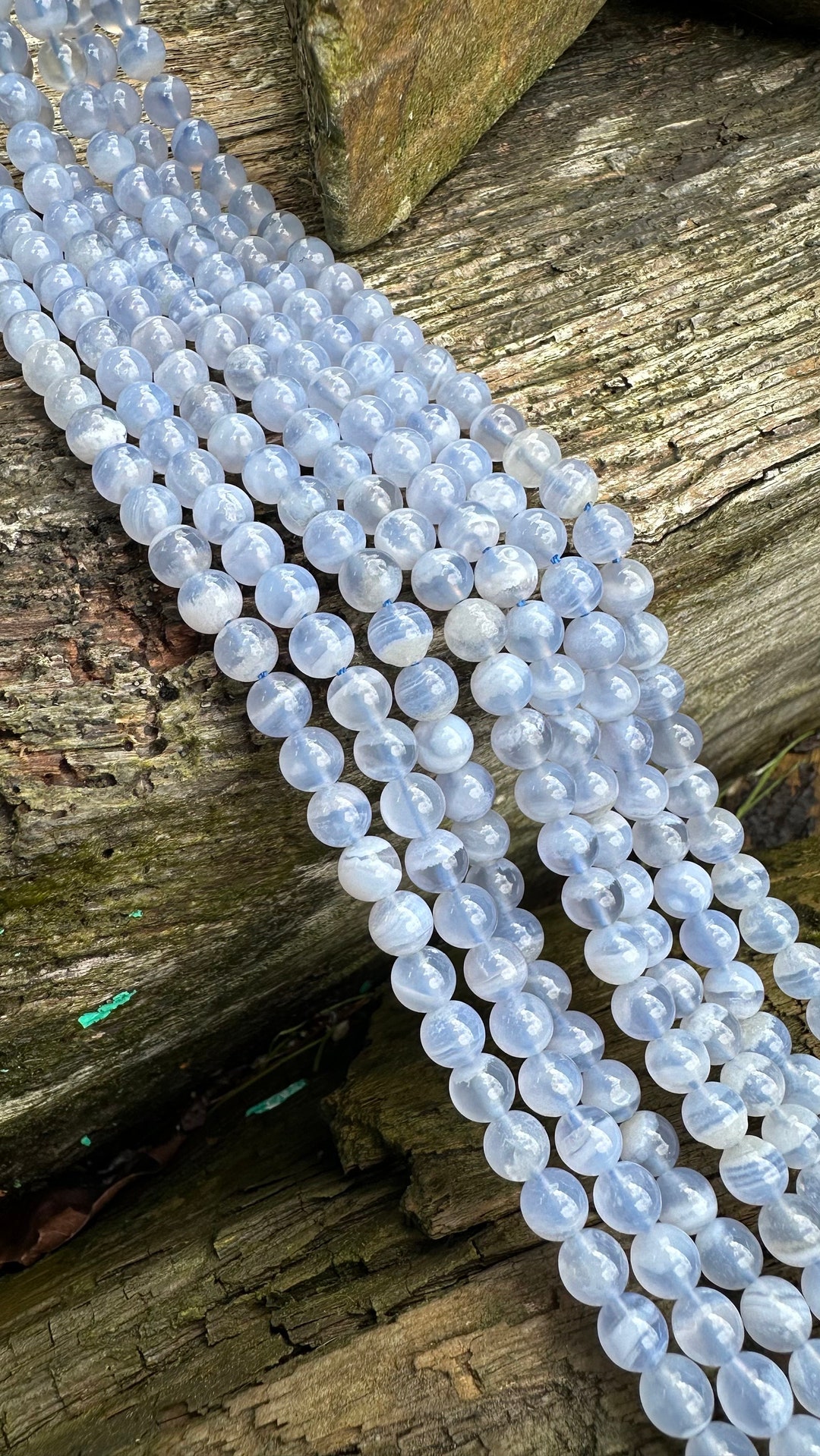 Natural Soft Translucent Blue Lace Agate Round Beads 6mm Approx Handcut ...