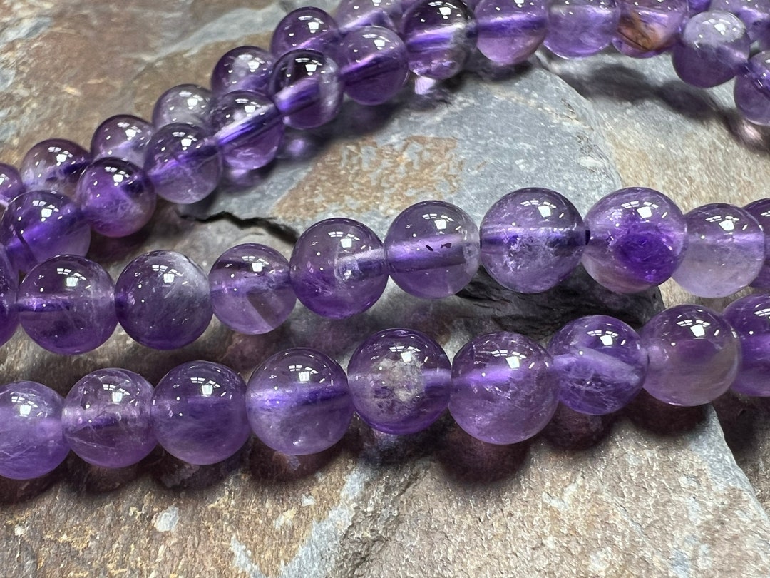 Natural Rustic Brazilian Amethyst Round Beads 5mm - 6mm Handcut ...