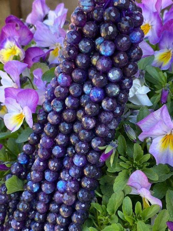 Purple Violet Labradorite Hand Faceted Round Beads Focal Handmade Beads 8mm Etsy