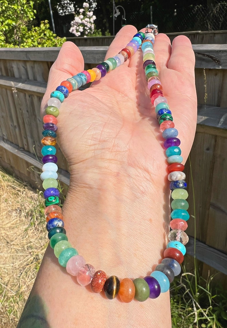 Custom Smartie Sweet Rainbow Multi Gemstone Beaded Necklace | Etsy