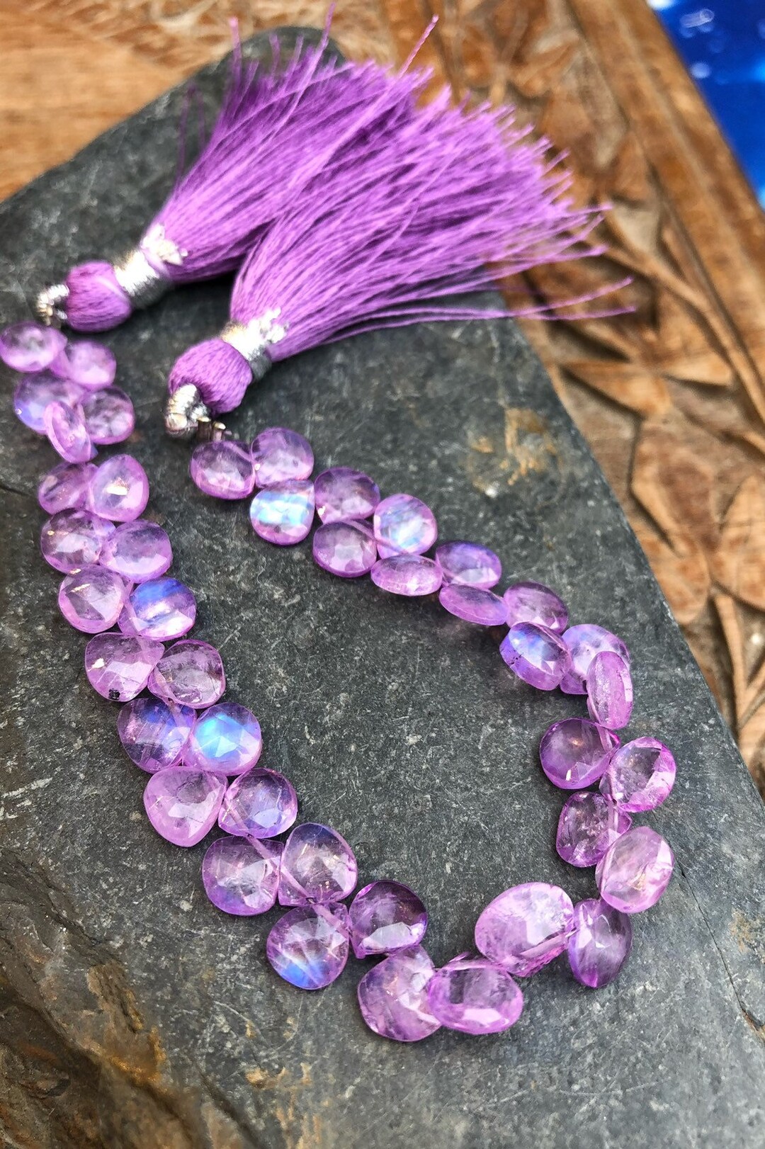Lilac Rainbow Moonstone Hand Faceted Briolette Beads 6-7mm Aprx Purple ...